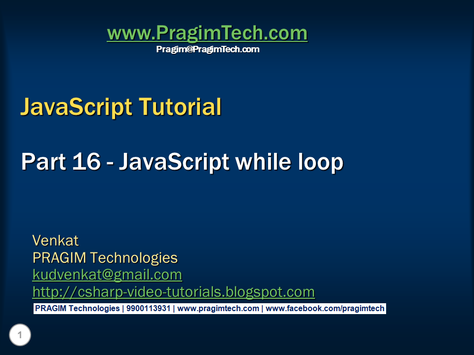 Sql server, .net and c# video tutorial: Loops in JavaScript