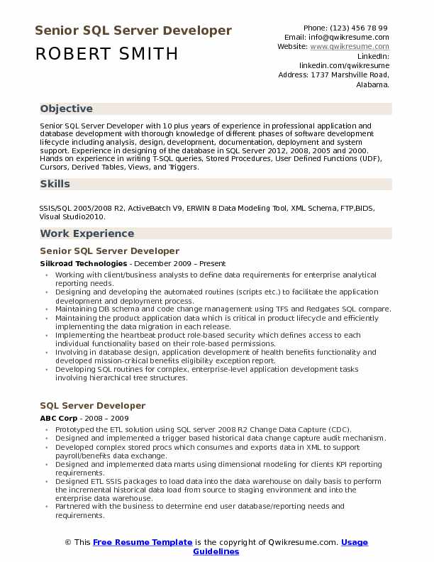 Sql Developer Sample Resume ~ Certificate Letter