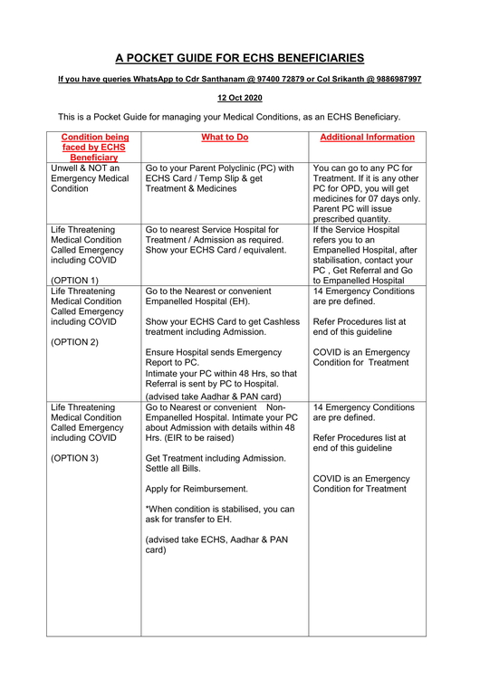 A GUIDE TO ECHS BENEFICIARIES