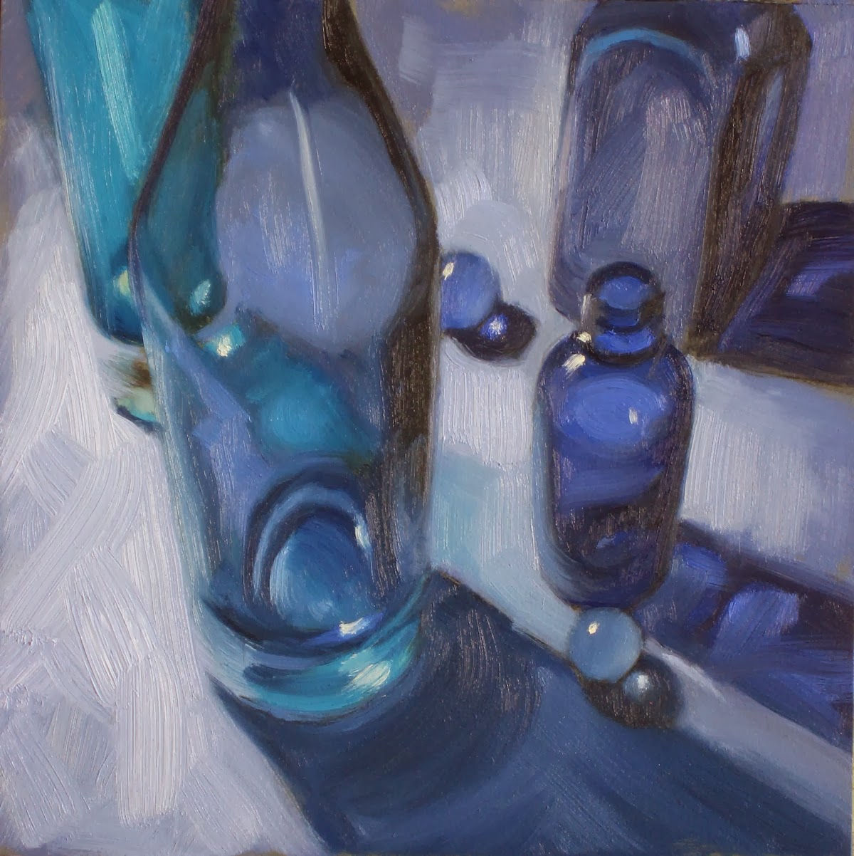 Claudia Hammer, a Painting a Day: Study in Blue 6"x6" oil