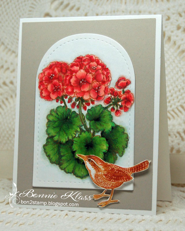 Stamping with Klass: Geraniums and Wrens