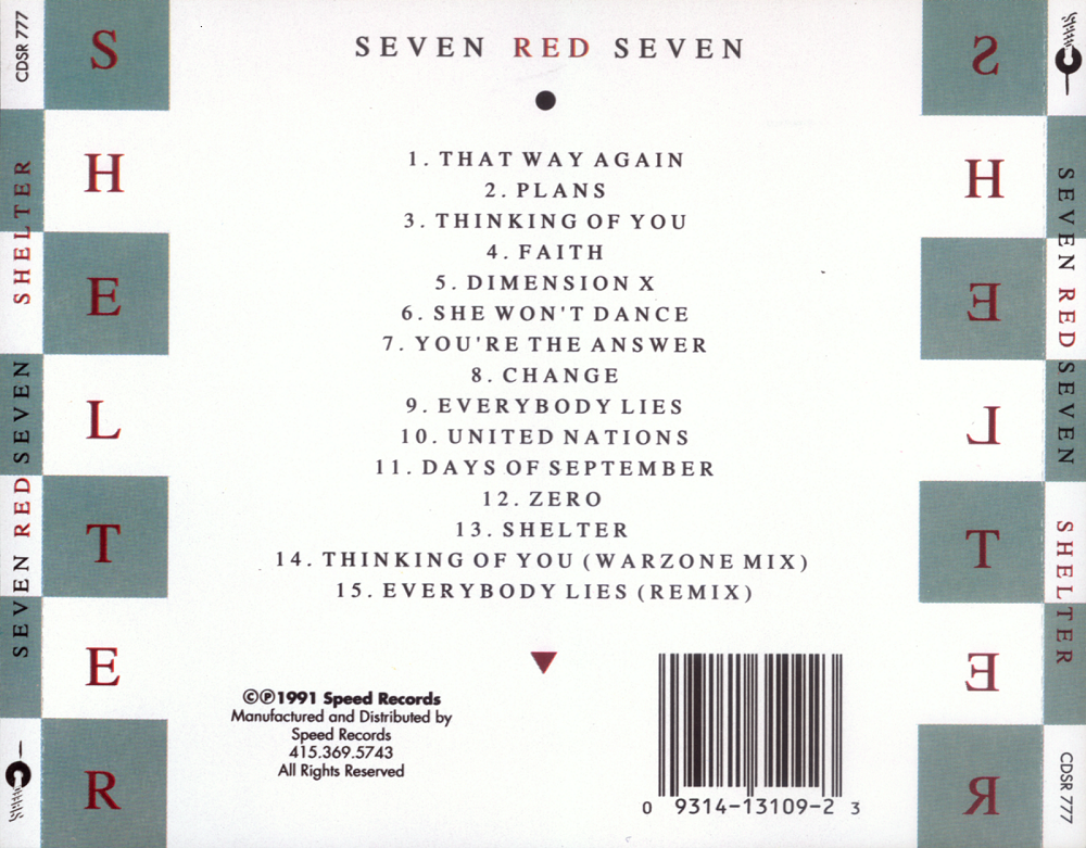Minoría Electrónica: Seven Red Seven - ‎Shelter 1991 Speed Records ...