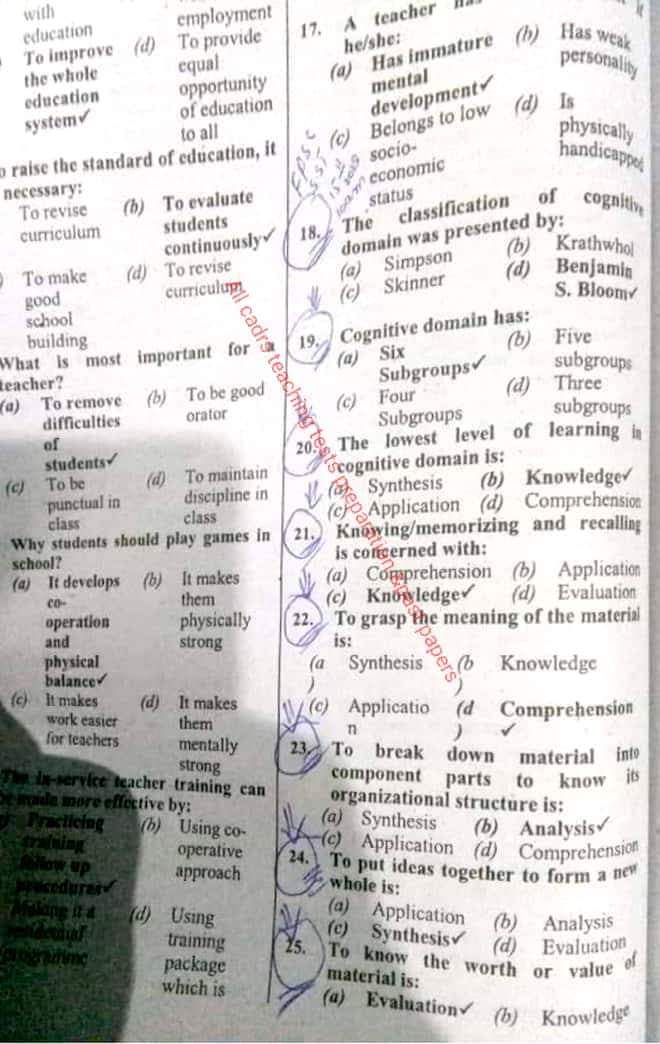 FPSC pedagogy mcqs SST past papers FPSC pedagogy mcqs SST past papers