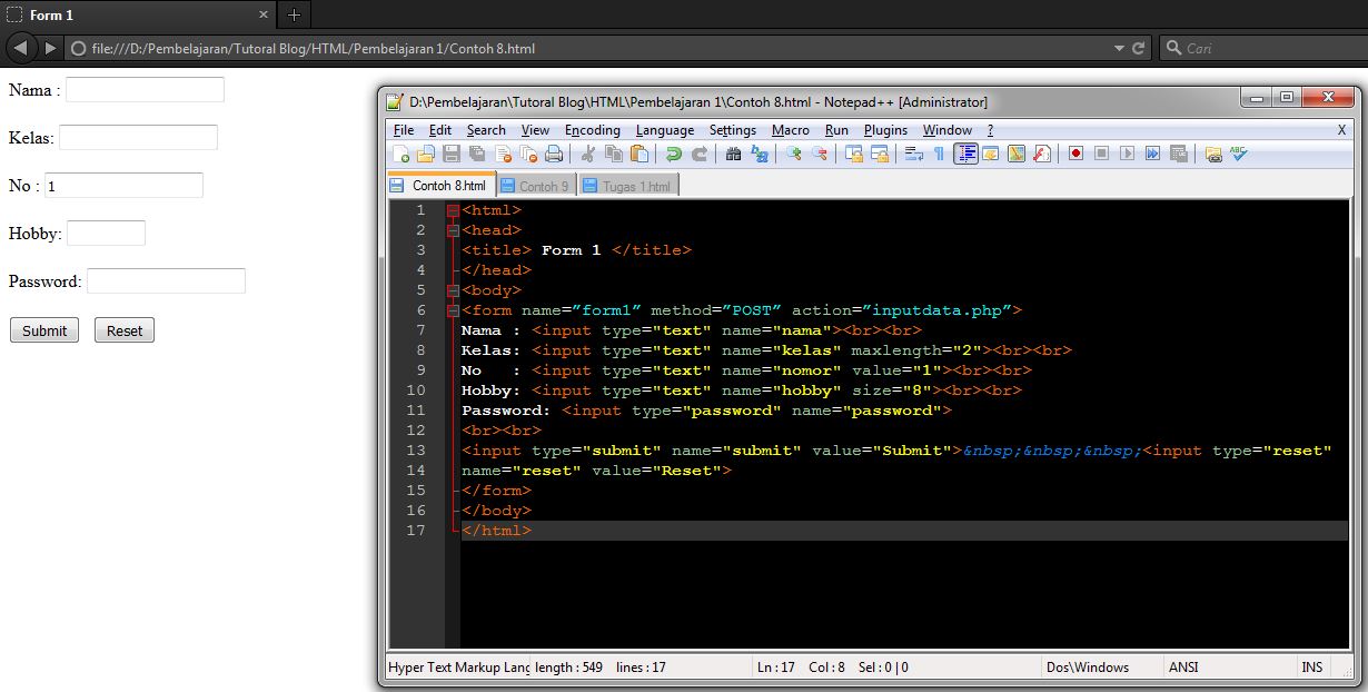 Cara Membuat Form Biodata Menggunakan Input Text Pada HTML ~ Sekripku