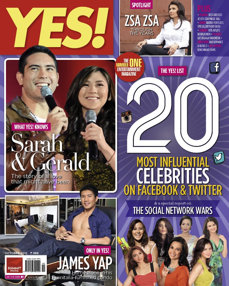 Sarah Geronimo and Gerald Anderson Cover YES! Magazine October 2012 ...