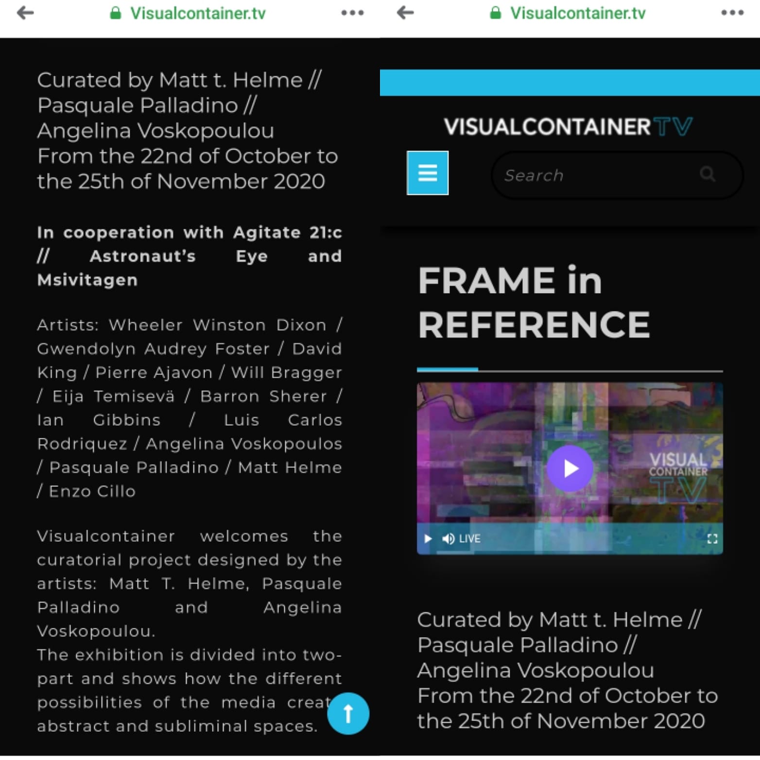 Matt T. Helme: Frame In Reference on Visual Container T.V.