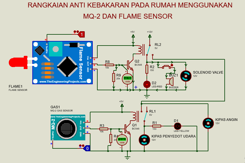TEKNIK ELEKTRO: Rangkaian Anti Kebakaran Rumah (MQ-2 DAN FLAME SENSOR)