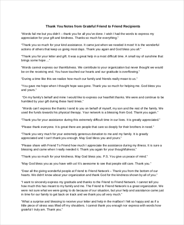 Thank You Letter For A Friend - Formal Letter