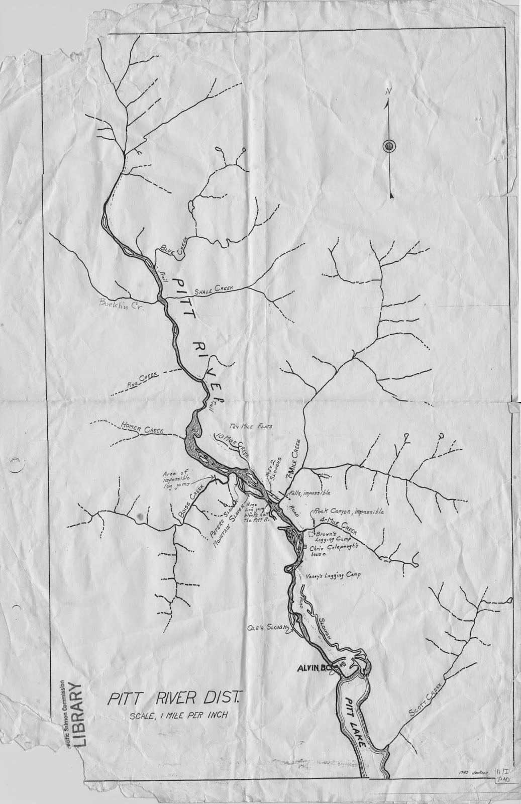 In Search of Slumach: Map of the Upper Pitt River – 1940