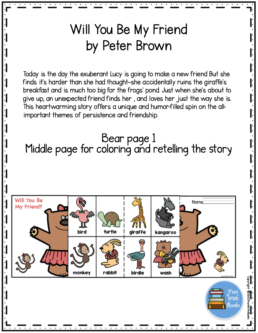 WILL YOU BE MY FRIEND? BOOK CRAFT ~ Book Units by Lynn