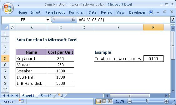 How to use the SUM function in Microsoft Excel - TechWorld | This ...