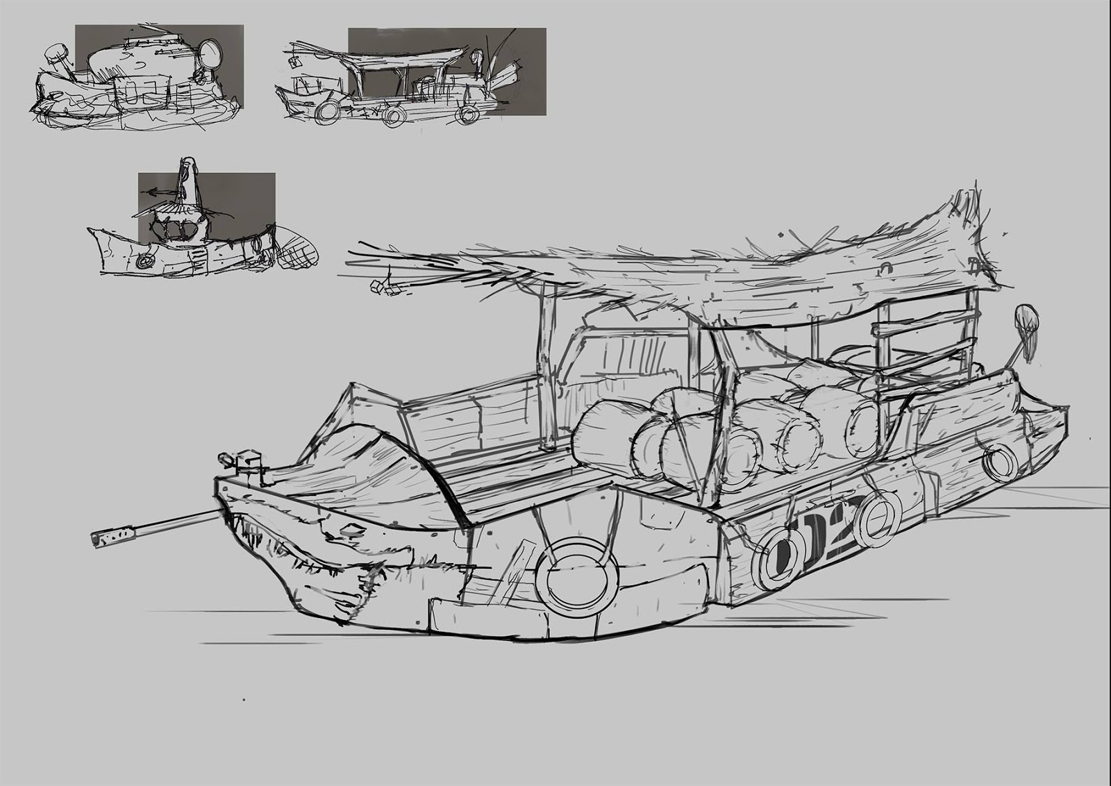 Art and doodles of Miguel Nogueira: Camo smuggler boat - painting