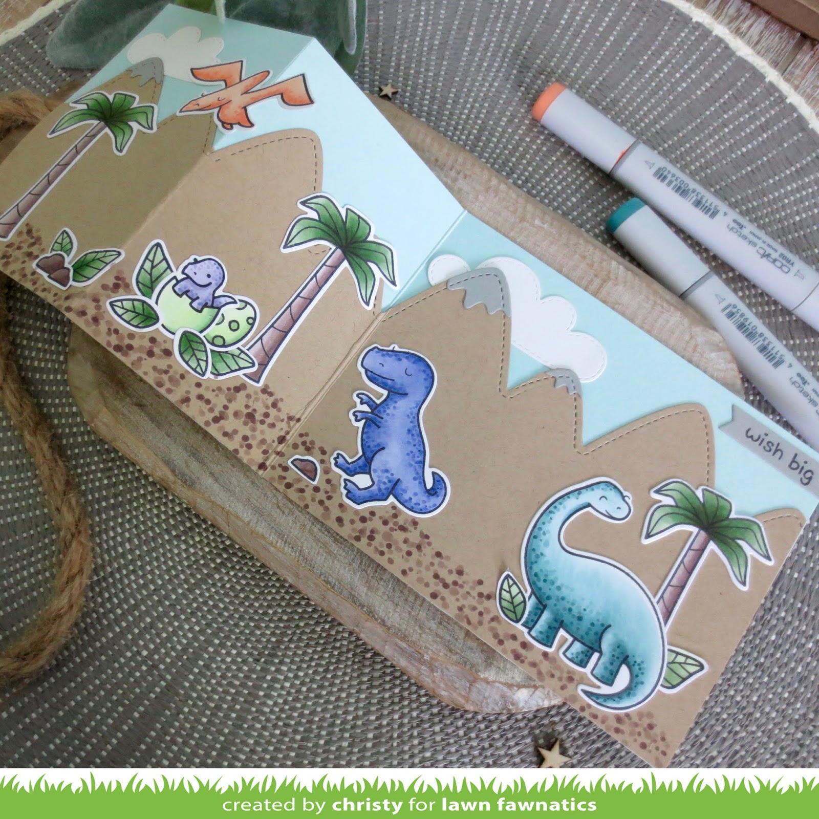Christy Gets Crafty: Jurassic Fun Fold - Lawn Fawnatics Challenge #33