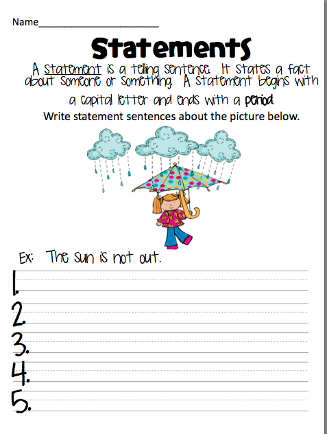 Rock on little First-ies: Super Star Sentences