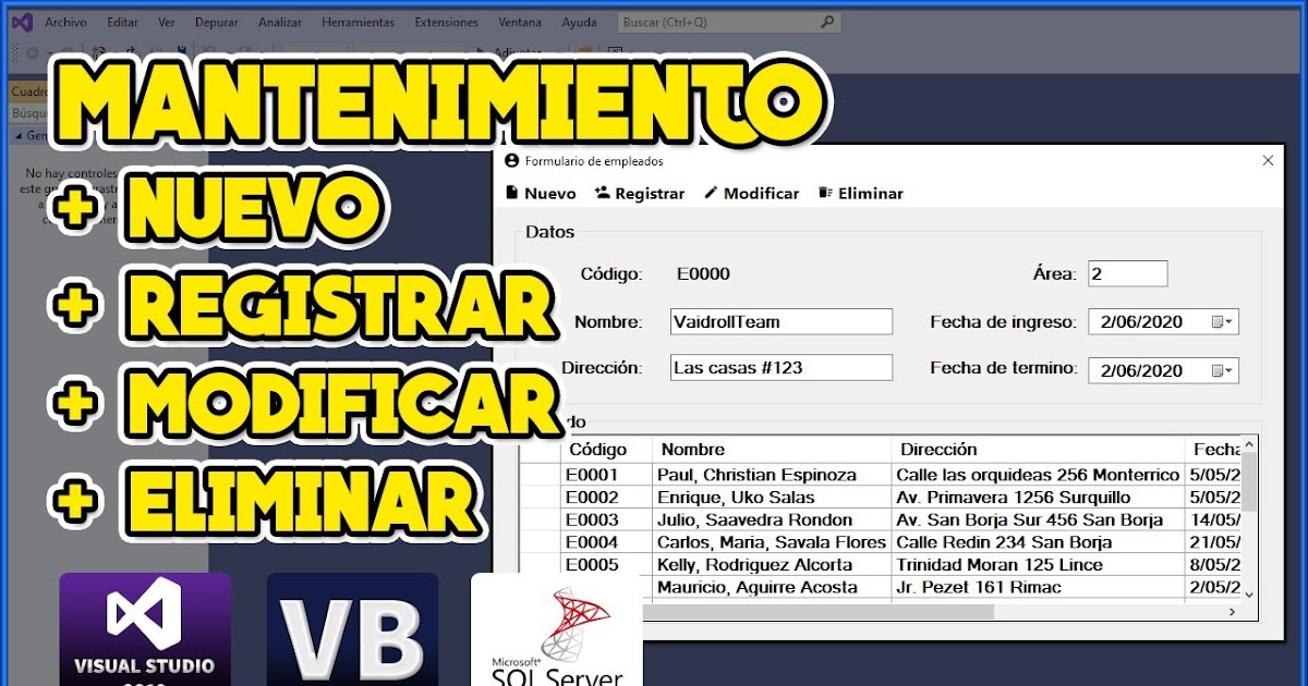 VaidrollTeam: Tutorial de MANTENIMIENTO en VISUAL BASIC Y SQL SERVER