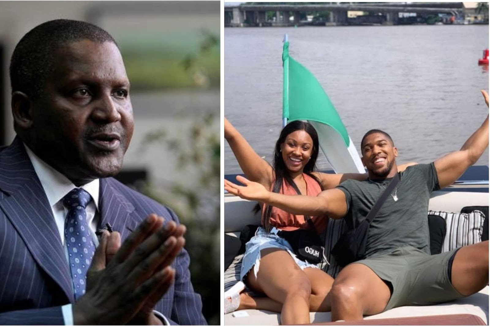 Photos: Anthony Joshua and his sister, Janet hosted by Dangote in his ...