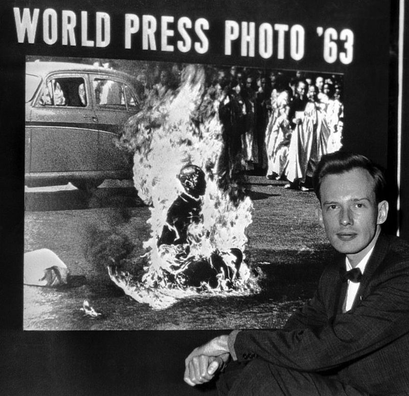 Black White Photos Of Monks On Fire