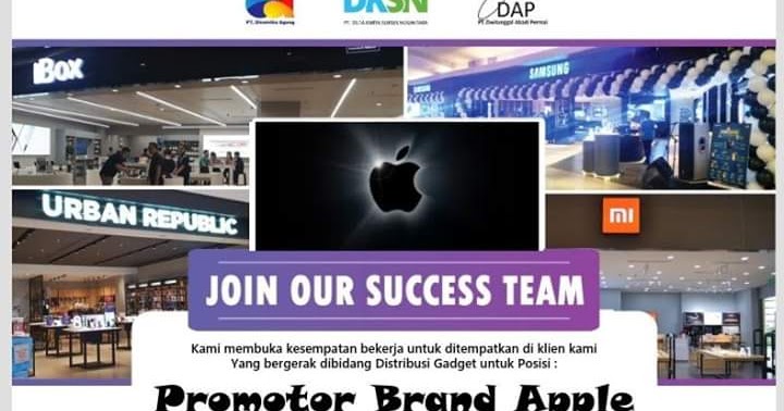 Lowongan kerja TAM Jogja - PROMOTOR HP BRAND APPLE - Lowongan Kerja