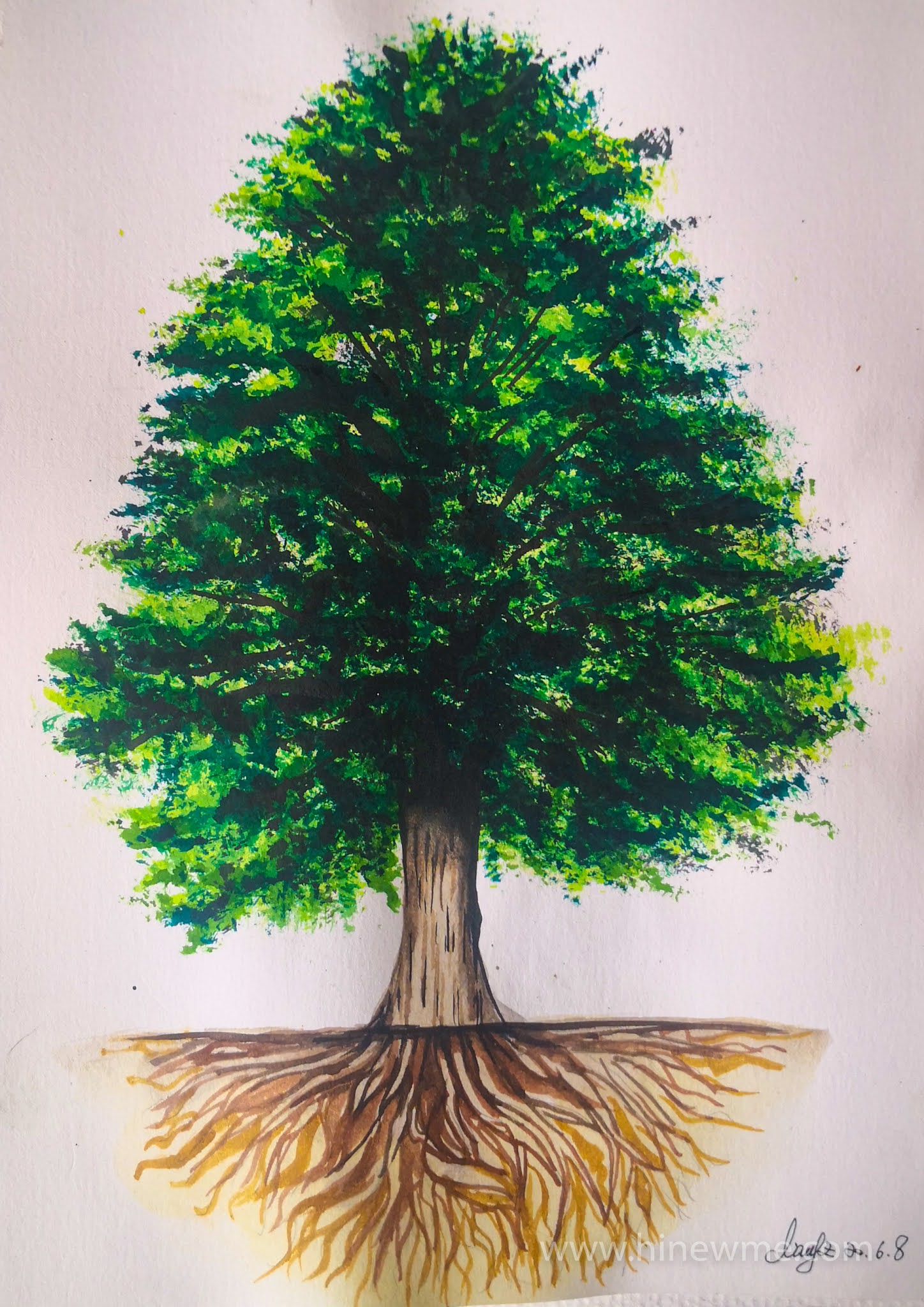 Two painting methods of pine trees. How to draw a tree? come to see my ...