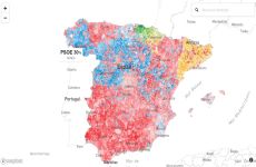 Mapa online del resultado final de las Elecciones Generales de España 2019 por municipios