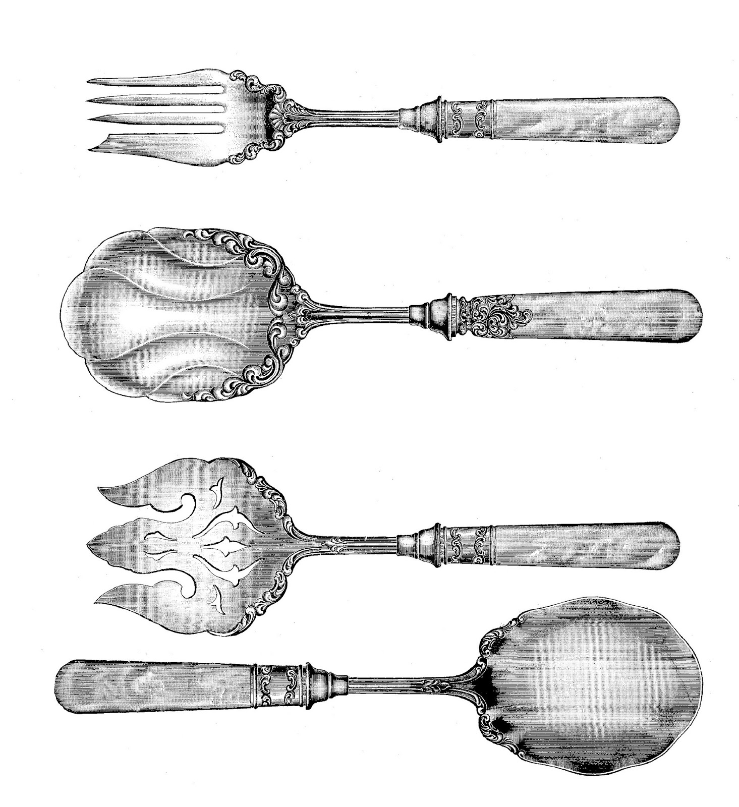 Digital Stamp Design: Free Digital Collage Sheet: Silverware Clip Art ...