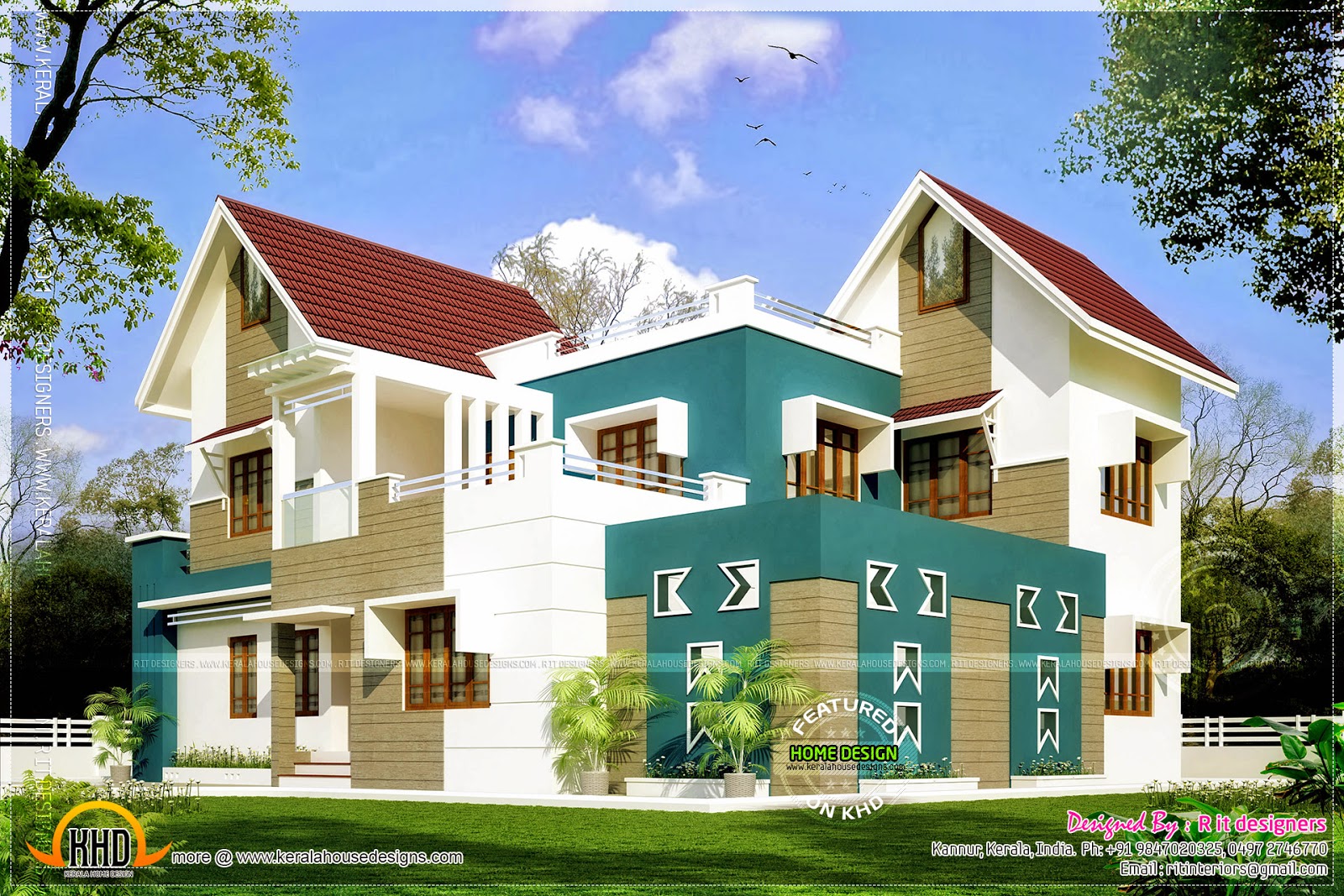 Modern sloping roof house in 2863 square feet - Kerala Home Design and ...