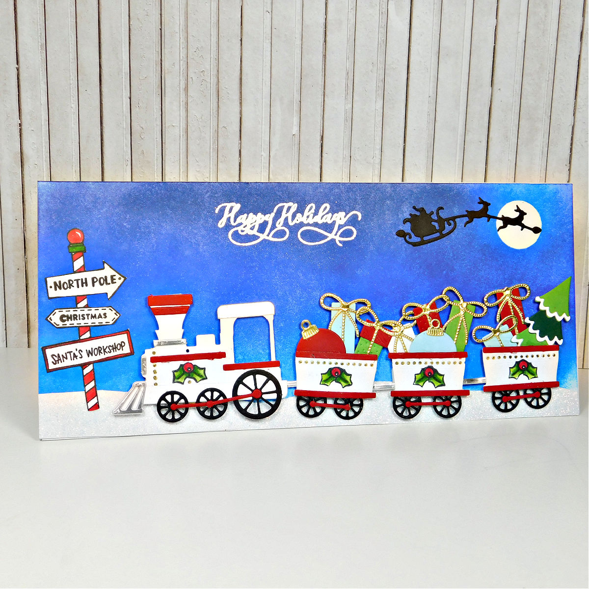 Jeanne Bobish : Happy Holiday Train Slimline card