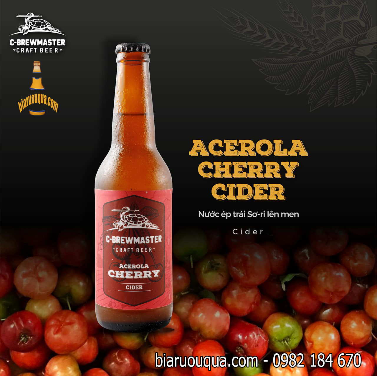 Bia thủ công Acerola Cherry Cider 3.5% hộp 6 chai 330ml