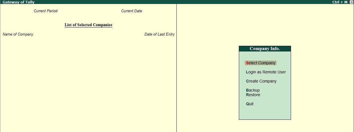 Tally World: Company Info.(Information) Menu in Tally.ERP9