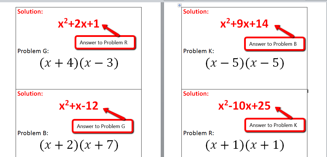 Adventures in Algebra 1: Polynomial Scavenger Hunt