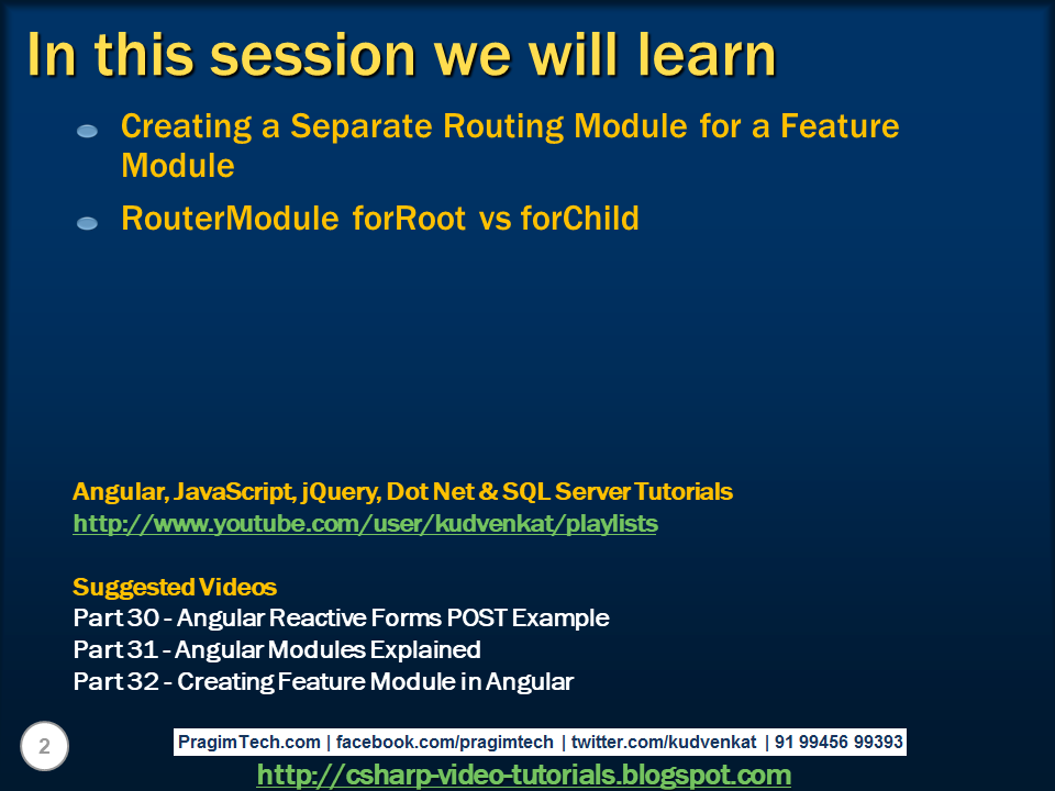 Sql Server Net And C Video Tutorial Creating Feature Routing Module In Angular Slides