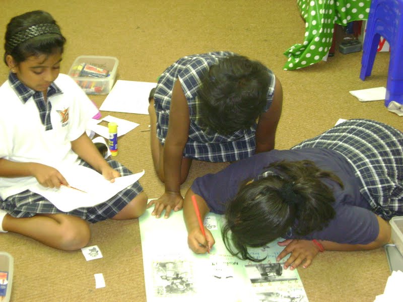 Mrs. Whillier's Wonder kids!: Making posters of our outing.