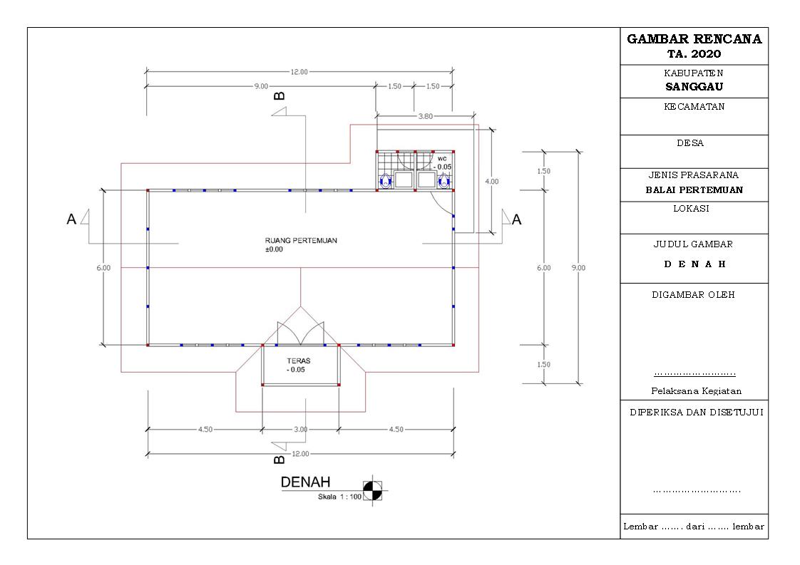 Desain dan RAB Pembangunan Balai Pertemuan (6m x 12m) - RUANG-SIPIL