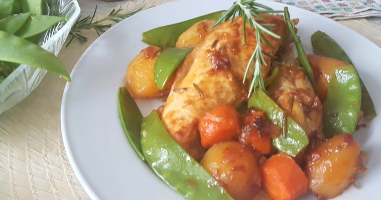 Pollo con verduras de primavera