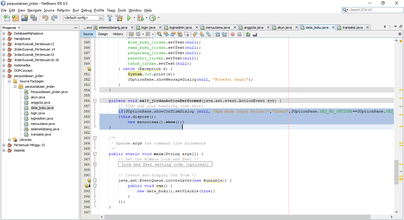 Cara Membuat Program Peminjaman Buku dengan Netbeans & XAMPP - UAS_JirdanSyawali_181011400632
