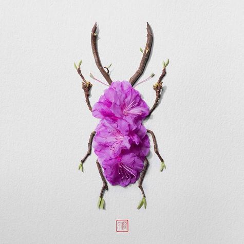 Insects made from petals and leaves by Reikan Creations!