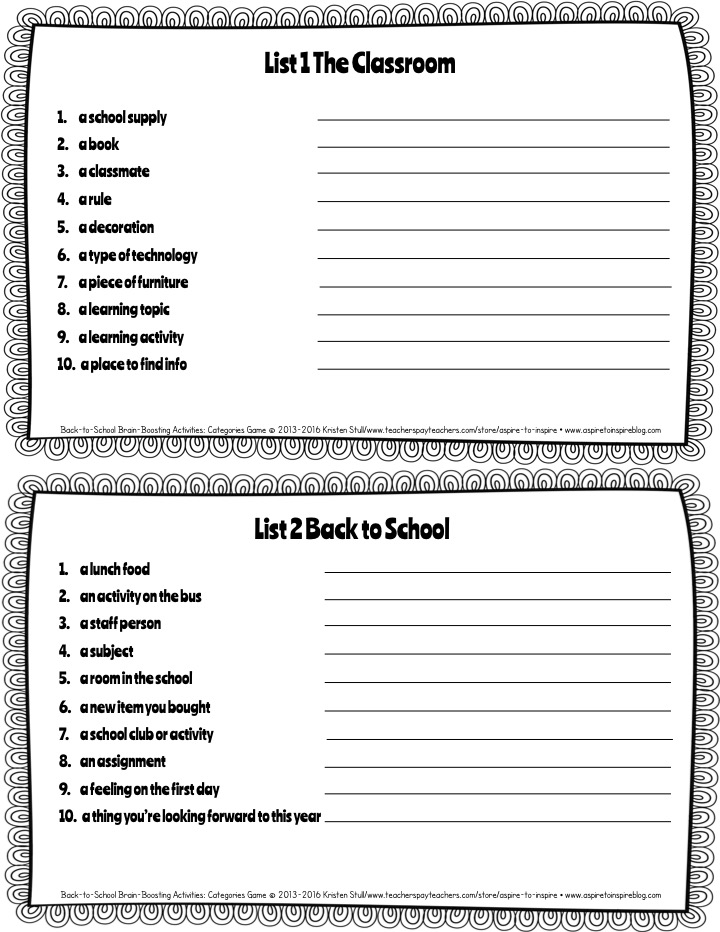 Back-to-School Brain-Boosting Activities - Classroom Freebies