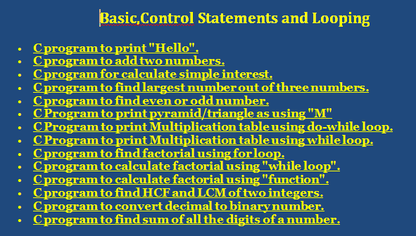 List Of C Programs List Of C Programs
