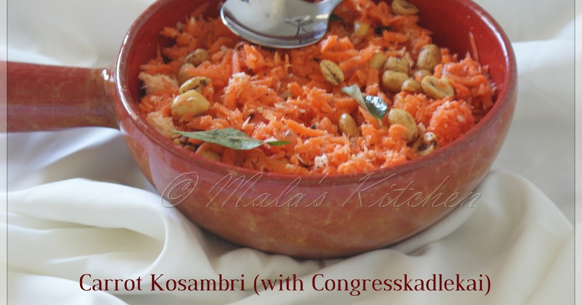 Carrot Kosambri with Congress Kadlekai | South Indian Salad - Malas-Kitchen