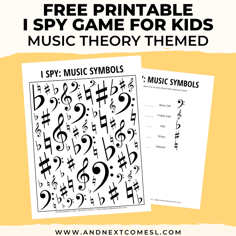 Music Symbols Themed I Spy Game {Free Printable for Kids} | And Next ...