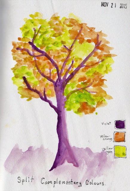 Kathryn Draws : Split Complementary Colours Tree