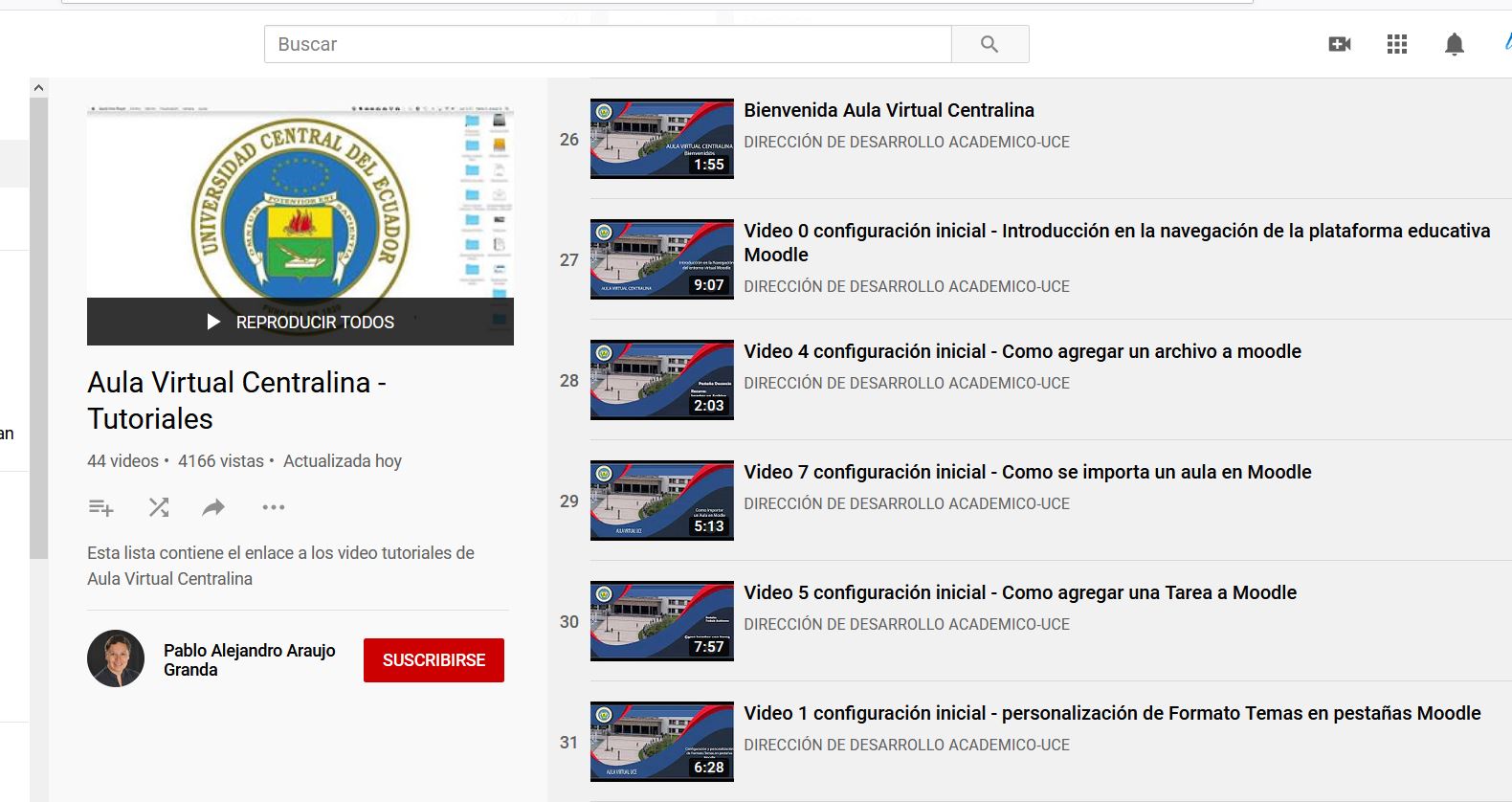 UCE-DTIC: Aula Virtual Centralina Videos Tutoriales