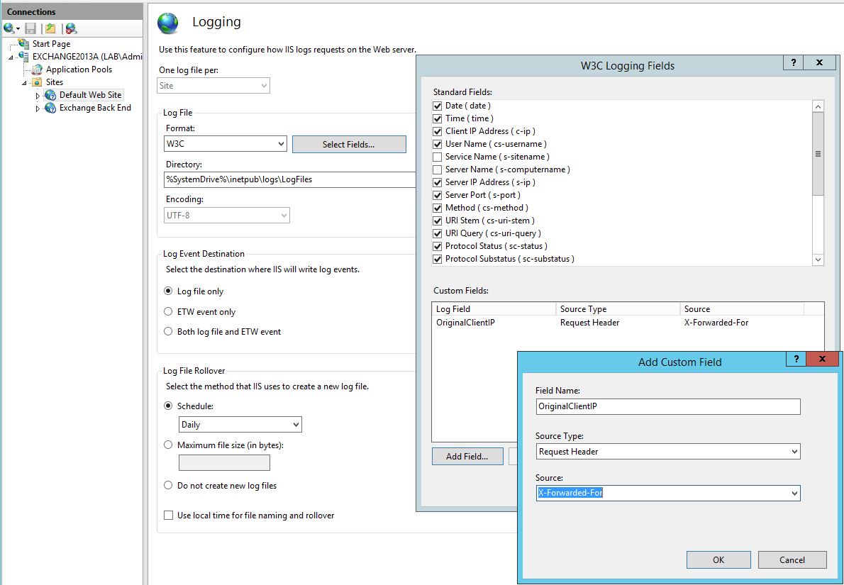 Exchange Original Client IP on IIS Logs