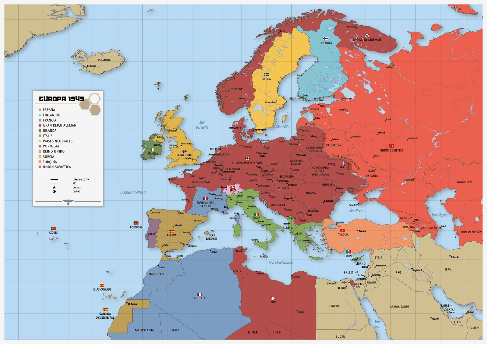 Mapa Europa 1945