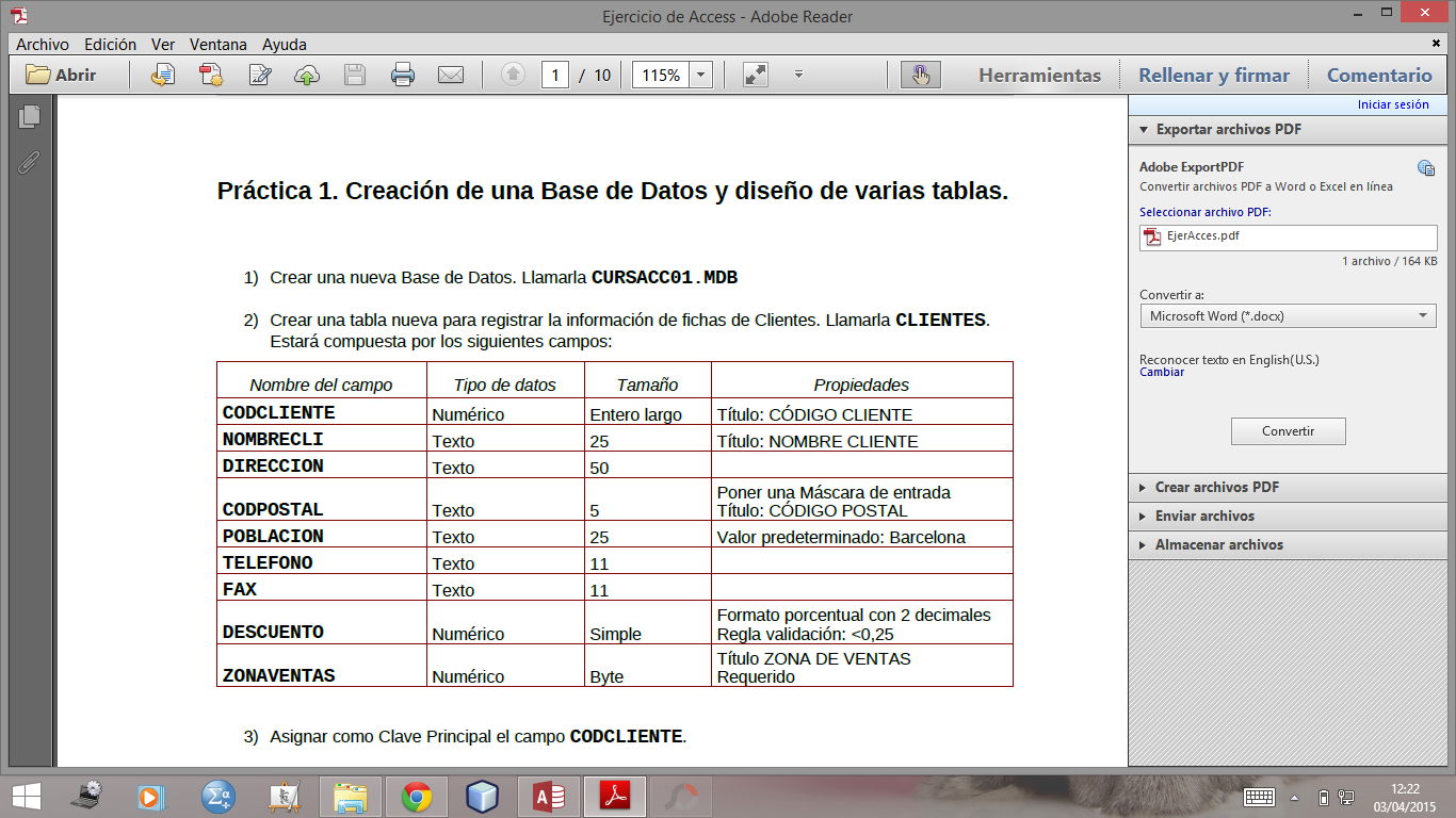 Como crear una base de datos en access, con sus respectivas tablas y su ...
