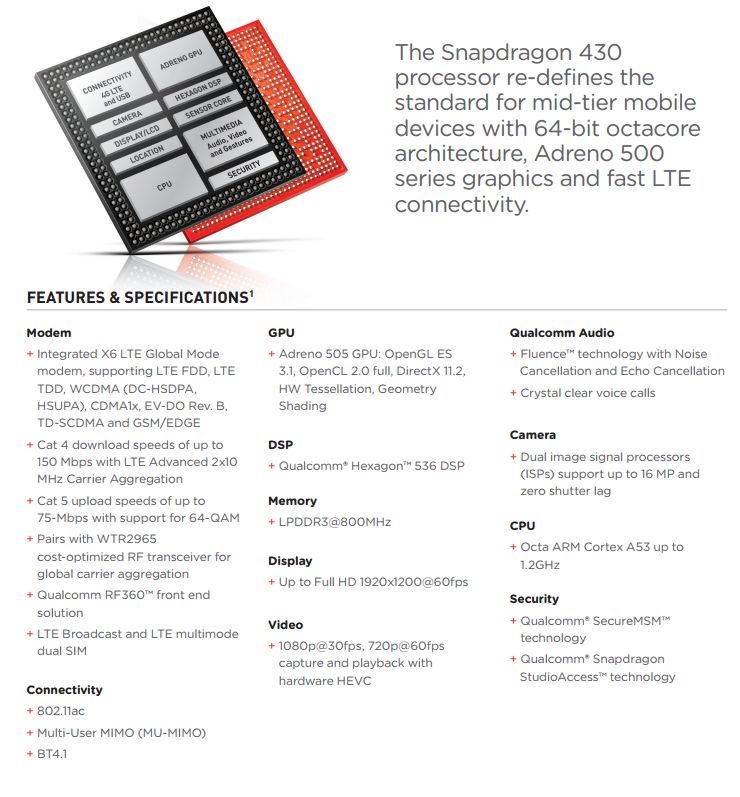 QUALCOMM: Snapdragon 430, el nuevo gama media-baja perfecta para juegos ...