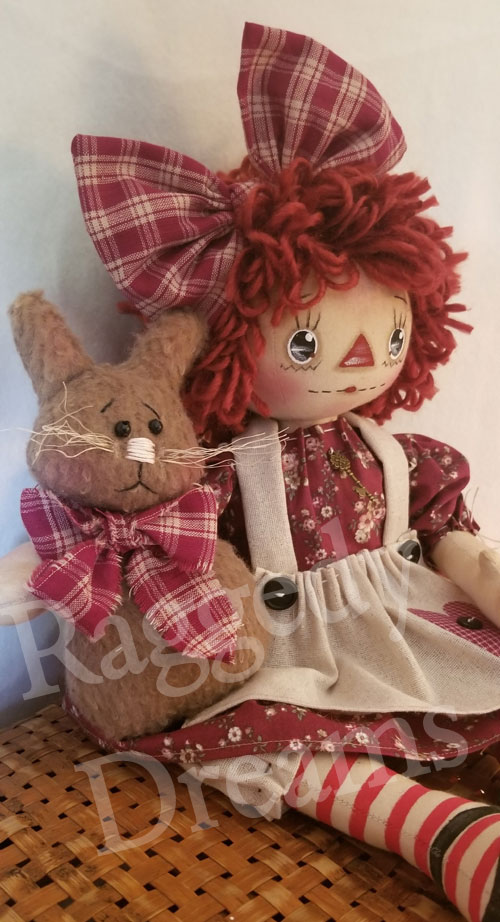 Raggedy Dreams: New "Mini" Attic Annie Doll w/bunny....Burgundy and ...