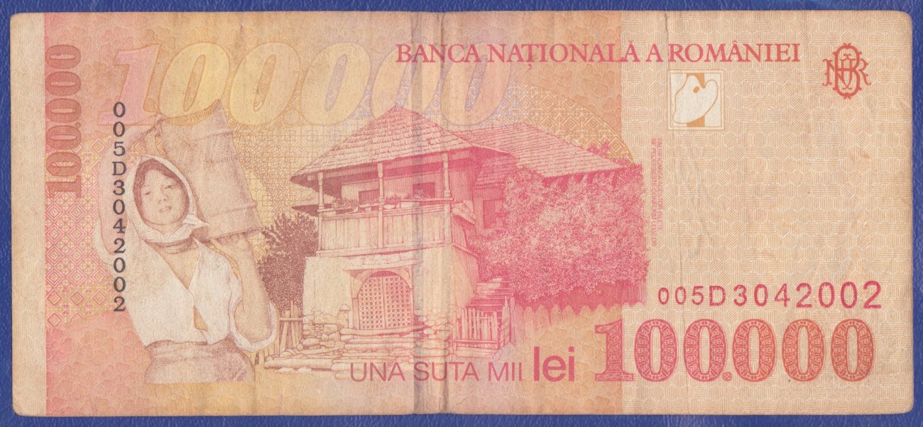 My banknotes collection: 100000 Lei 1998