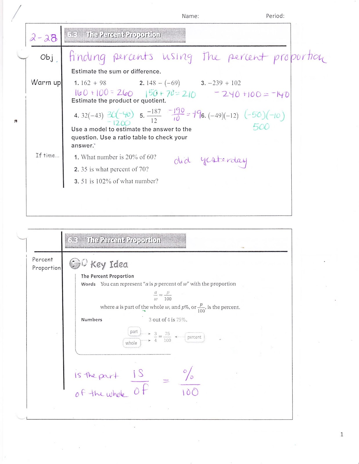 Ms. Jean's Classroom Blog: 6.3 The Percent Proportion