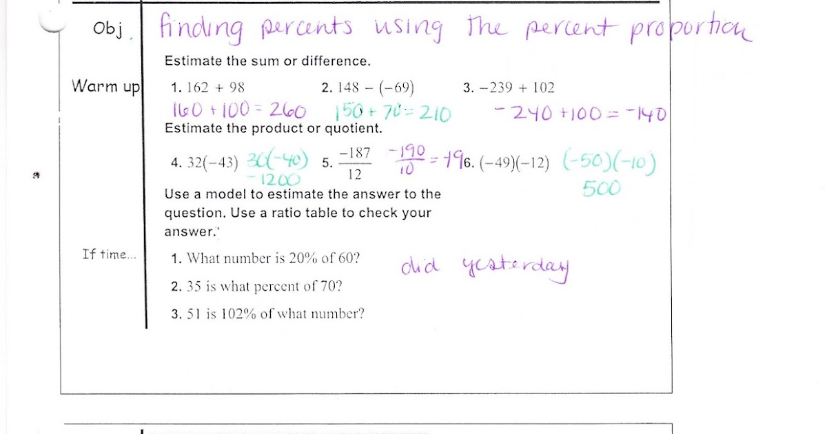 Ms. Jean's Classroom Blog: 6.3 The Percent Proportion